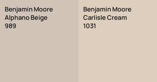 Benjamin Moore Alphano Beige vs. Benjamin Moore Carlisle Cream comparison