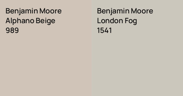 Benjamin Moore Alphano Beige vs. Benjamin Moore London Fog comparison