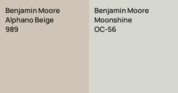 Benjamin Moore Alphano Beige vs. Benjamin Moore Moonshine comparison
