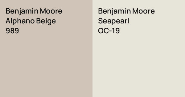 Benjamin Moore Alphano Beige vs. Benjamin Moore Seapearl comparison