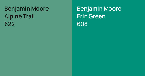 Benjamin Moore Alpine Trail vs. Benjamin Moore Erin Green comparison