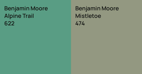 Benjamin Moore Alpine Trail vs. Benjamin Moore Mistletoe comparison