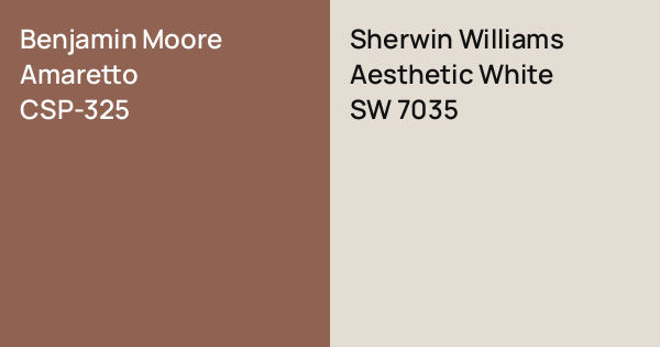 Benjamin Moore Amaretto vs. Sherwin Williams Aesthetic White comparison