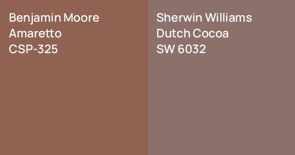 Benjamin Moore Amaretto vs. Sherwin Williams Dutch Cocoa comparison