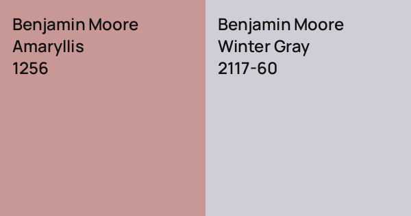 Benjamin Moore Amaryllis vs. Benjamin Moore Winter Gray comparison