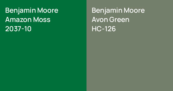 Benjamin Moore Amazon Moss vs. Benjamin Moore Avon Green comparison
