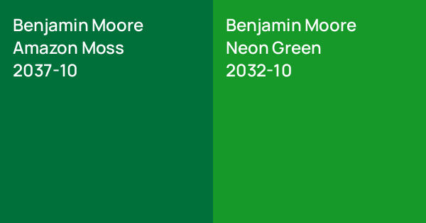 Benjamin Moore Amazon Moss vs. Benjamin Moore Neon Green comparison