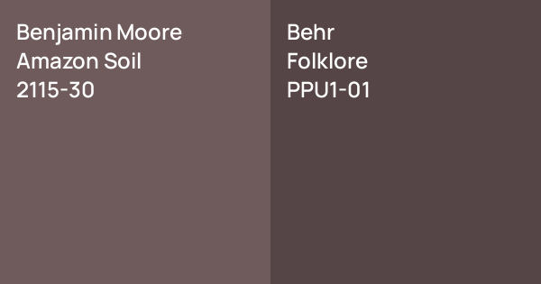 Benjamin Moore Amazon Soil vs. Behr Folklore comparison