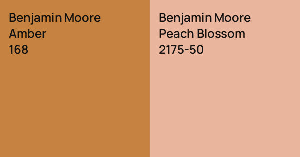 Benjamin Moore Amber vs. Benjamin Moore Peach Blossom comparison