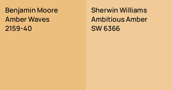 Benjamin Moore Amber Waves vs. Sherwin Williams Ambitious Amber comparison