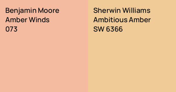 Benjamin Moore Amber Winds vs. Sherwin Williams Ambitious Amber comparison