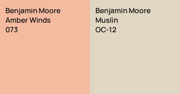 Benjamin Moore Amber Winds vs. Benjamin Moore Muslin comparison