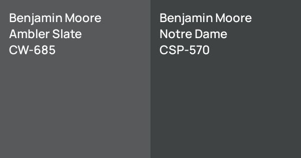 Benjamin Moore Ambler Slate vs. Benjamin Moore Notre Dame comparison