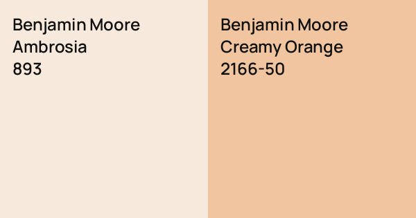 Benjamin Moore Ambrosia vs. Benjamin Moore Creamy Orange comparison