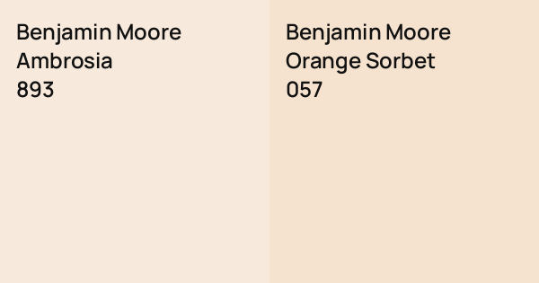 Benjamin Moore Ambrosia vs. Benjamin Moore Orange Sorbet comparison