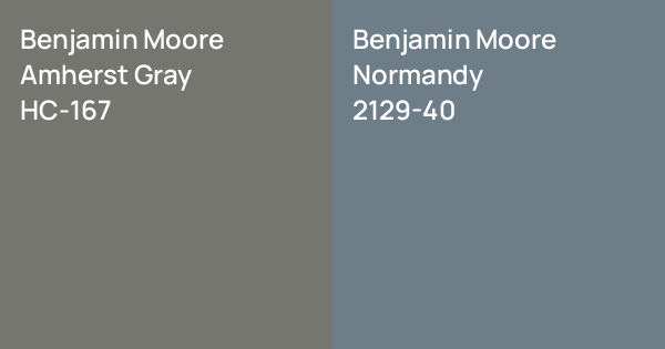 Benjamin Moore Amherst Gray vs. Benjamin Moore Normandy comparison