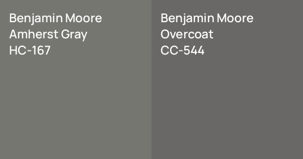 Benjamin Moore Amherst Gray vs. Benjamin Moore Overcoat comparison