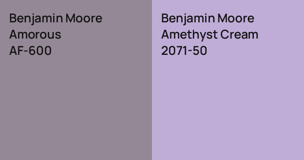 Benjamin Moore Amorous vs. Benjamin Moore Amethyst Cream comparison