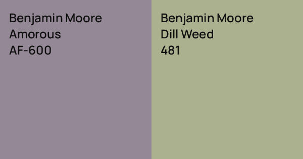 Benjamin Moore Amorous vs. Benjamin Moore Dill Weed comparison