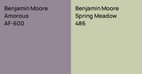 Benjamin Moore Amorous vs. Benjamin Moore Spring Meadow comparison
