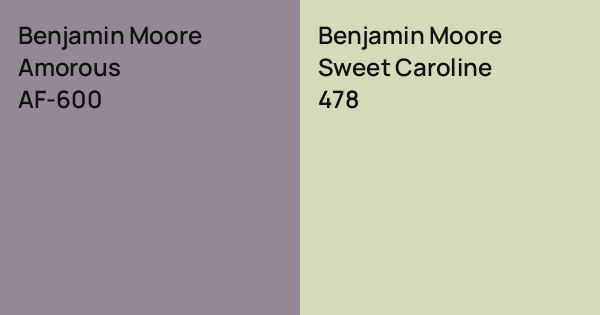 Benjamin Moore Amorous vs. Benjamin Moore Sweet Caroline comparison