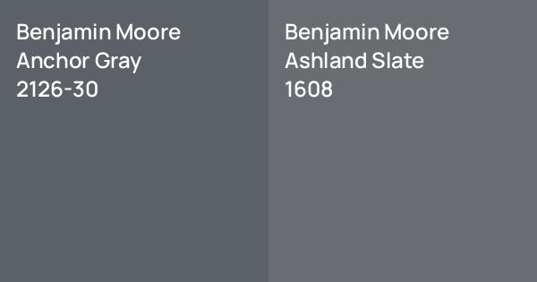 Benjamin Moore Anchor Gray vs. Benjamin Moore Ashland Slate comparison