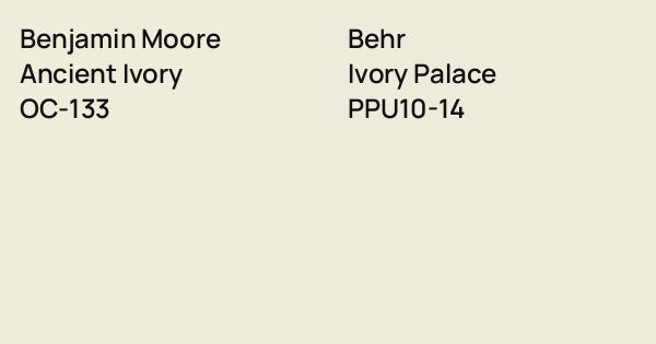 Benjamin Moore Ancient Ivory vs. Behr Ivory Palace comparison