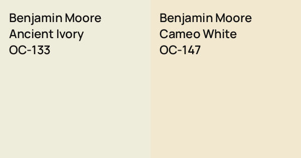 Benjamin Moore Ancient Ivory vs. Benjamin Moore Cameo White comparison