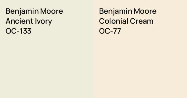 Benjamin Moore Ancient Ivory vs. Benjamin Moore Colonial Cream comparison