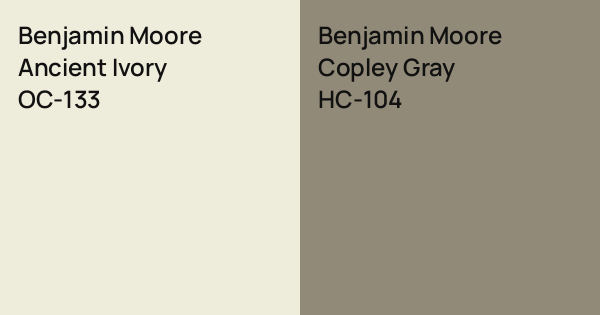 Benjamin Moore Ancient Ivory vs. Benjamin Moore Copley Gray comparison