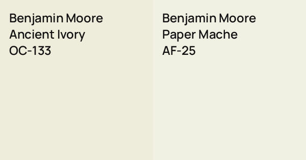 Benjamin Moore Ancient Ivory vs. Benjamin Moore Paper Mache comparison