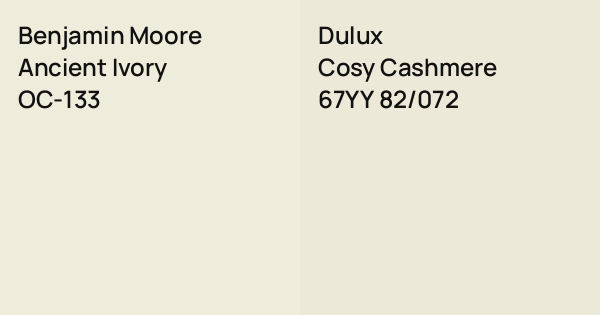 Benjamin Moore Ancient Ivory vs. Dulux Cosy Cashmere comparison