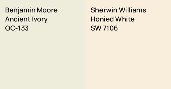 Benjamin Moore Ancient Ivory vs. Sherwin Williams Honied White comparison