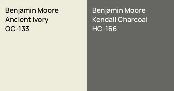 Benjamin Moore Ancient Ivory vs. Benjamin Moore Kendall Charcoal comparison