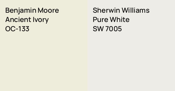 Benjamin Moore Ancient Ivory vs. Sherwin Williams Pure White comparison