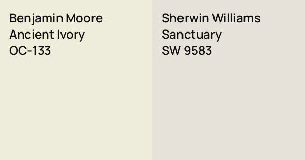 Benjamin Moore Ancient Ivory vs. Sherwin Williams Sanctuary comparison