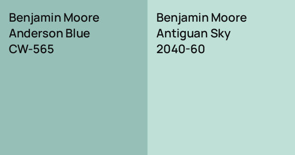 Benjamin Moore Anderson Blue vs. Benjamin Moore Antiguan Sky comparison