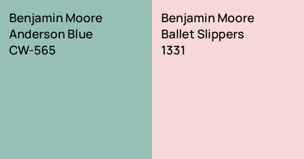 Benjamin Moore Anderson Blue vs. Benjamin Moore Ballet Slippers comparison