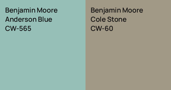 Benjamin Moore Anderson Blue vs. Benjamin Moore Cole Stone comparison