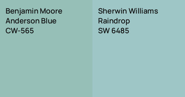 Benjamin Moore Anderson Blue vs. Sherwin Williams Raindrop comparison