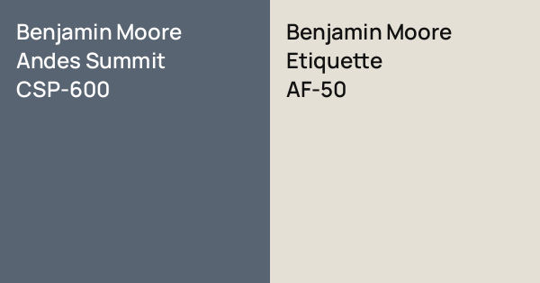 Benjamin Moore Andes Summit vs. Benjamin Moore Etiquette comparison