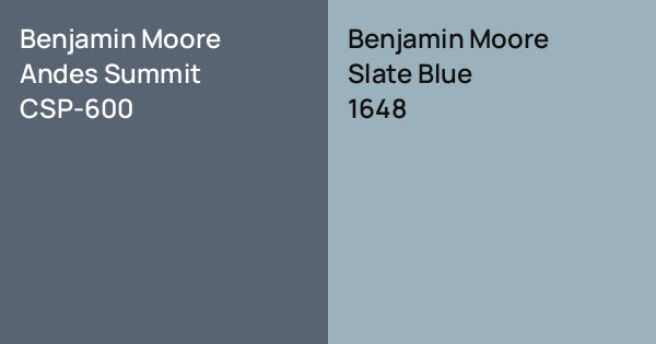 Benjamin Moore Andes Summit vs. Benjamin Moore Slate Blue comparison