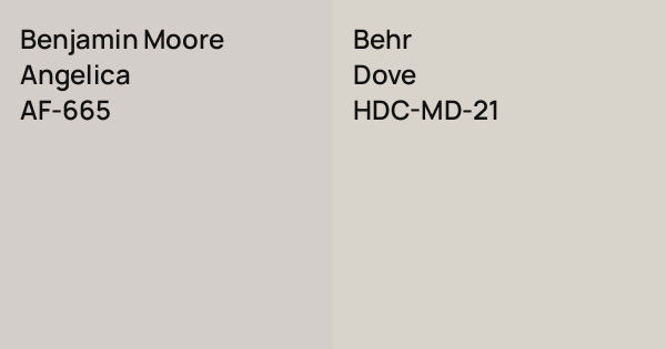 Benjamin Moore Angelica vs. Behr Dove comparison
