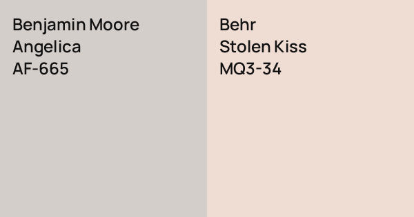 Benjamin Moore Angelica vs. Behr Stolen Kiss comparison