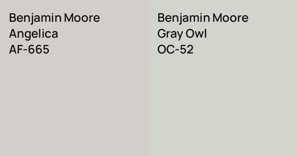 Benjamin Moore Angelica vs. Benjamin Moore Gray Owl comparison