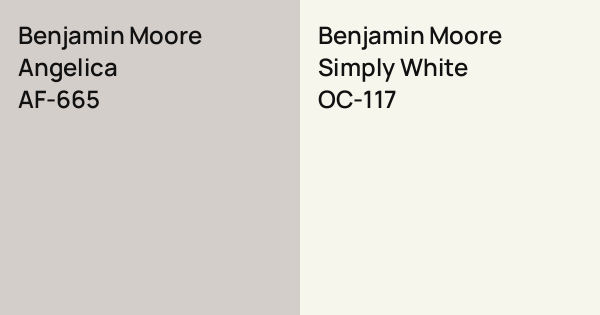 Benjamin Moore Angelica vs. Benjamin Moore Simply White comparison