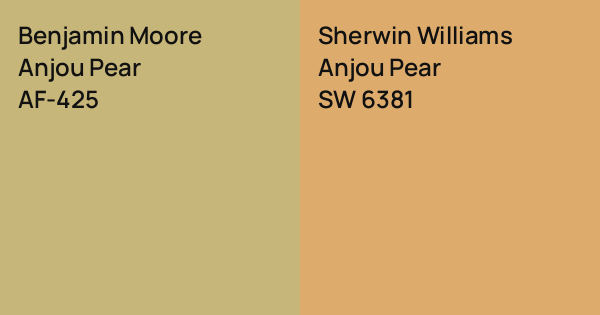 Benjamin Moore Anjou Pear vs. Sherwin Williams Anjou Pear comparison