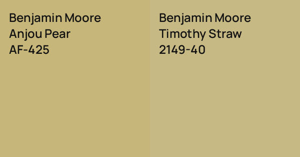 Benjamin Moore Anjou Pear vs. Benjamin Moore Timothy Straw comparison