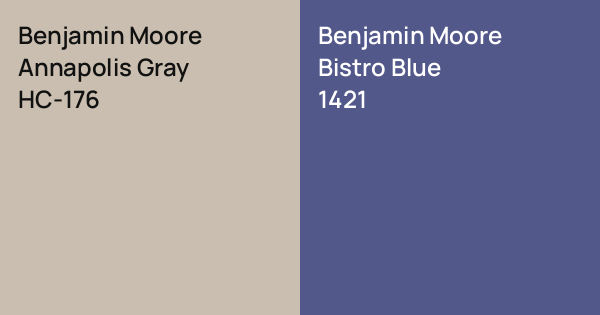 Benjamin Moore Annapolis Gray vs. Benjamin Moore Bistro Blue comparison