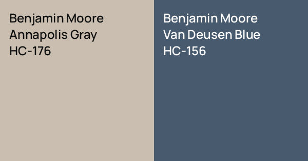 Benjamin Moore Annapolis Gray vs. Benjamin Moore Van Deusen Blue comparison